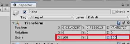 【Unity】Planeで地面を簡単に作る方法